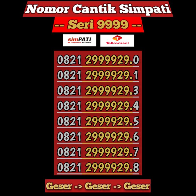 Jual Nomor Cantik Simpati Telkomsel Kwartet/4x angka Sama Bukan 11 Digit (Part V) | Shopee Indonesia