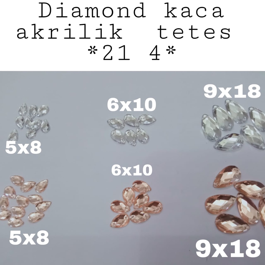 Jual ECER DIAMOND/PERMATA KACA AKRILIK BENTUK TETES ECER *E214610 ...