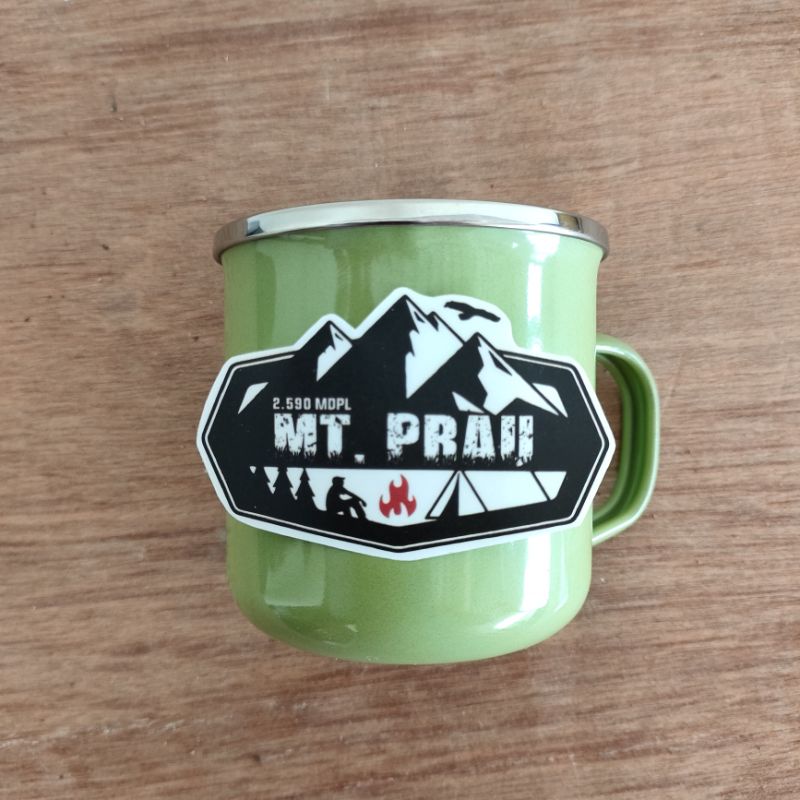 Jual Premium Gelas Mug Enamel stiker Gunung outdoor tebal diameter 9 cm ...
