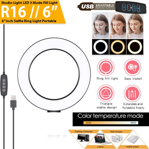 Jual Lampu LED Ring USB Bulat Lightning Kamera Light Studio Foto Video ...