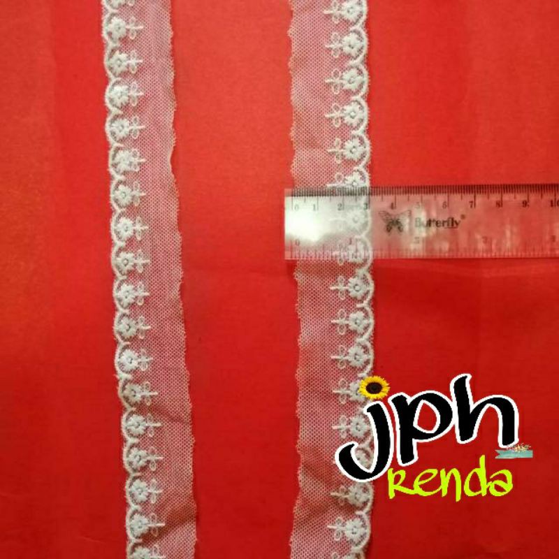 Jual Renda tile lebar 3cm, renda bordir isi 15 yard | Shopee Indonesia