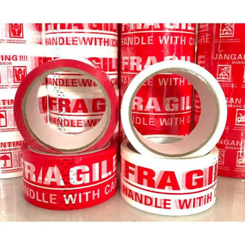 Jual LAKBAN FRAGILE MERAH PUTIH SELOTIP ISOLASI | Shopee Indonesia