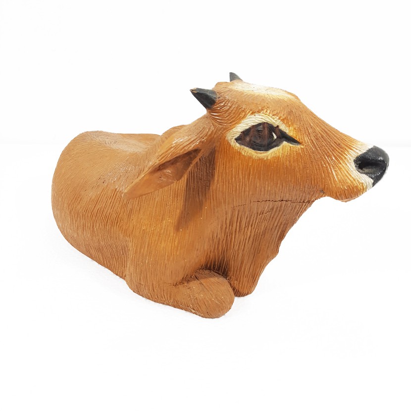 Jual Miniatur Patung Sapi Lembu Merah Kerajinan Pahat Ukir Kayu Jati ...