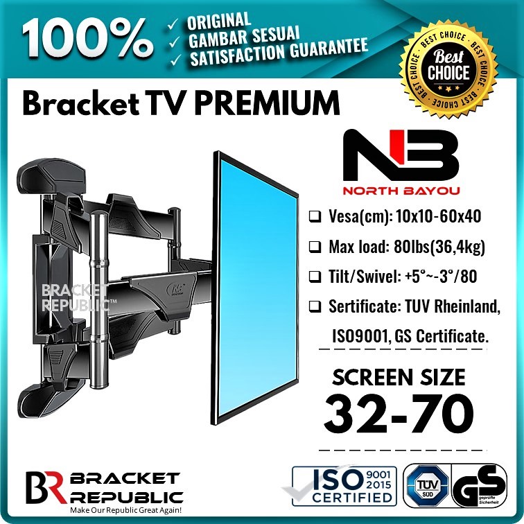 Jual Bracket TV Swivel/Swifel North Bayou NB P5 70 60 65 55 50 43 40 32 ...