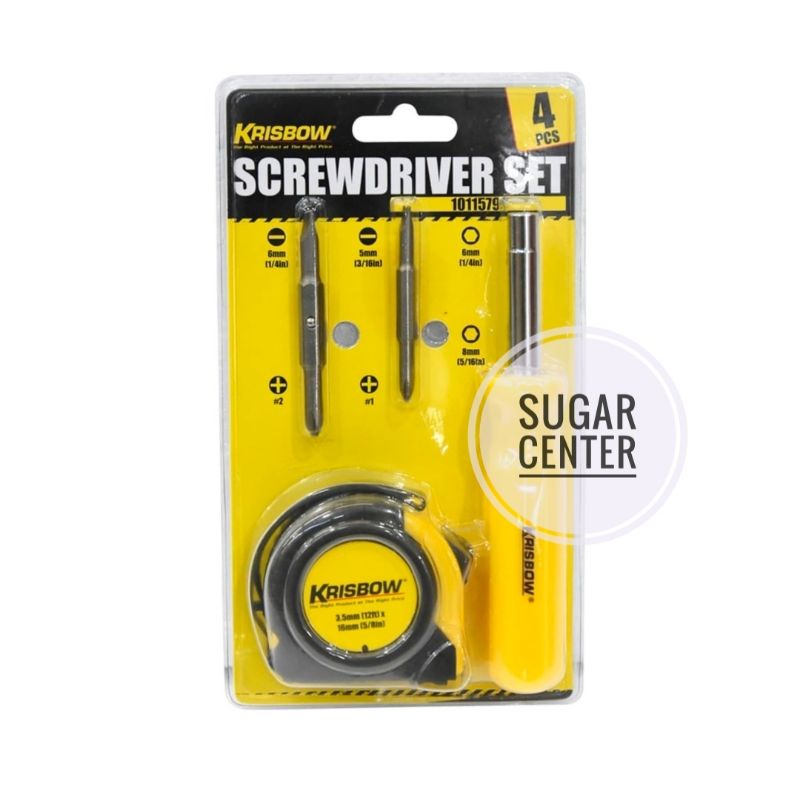 Jual Krisbow Set 4 Pcs Obeng dan Meteran/Set Obeng Krisbow/Set Obeng ...
