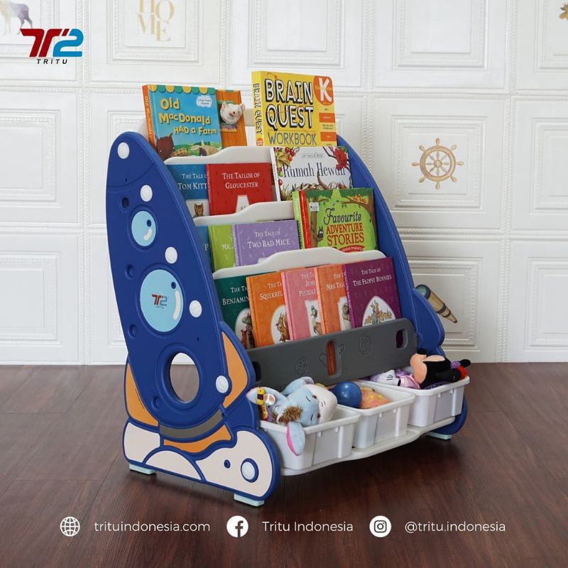 Jual Rak Buku Roket 5 Susun+3 Laci (Merk: Tritu) / Rak Buku Montessori ...