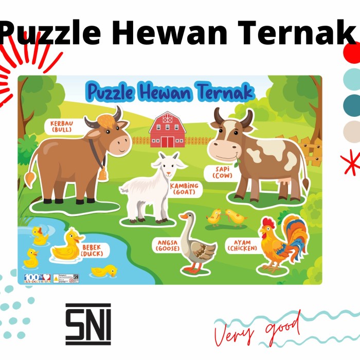 Jual puzzle-3d- puzzle hewan ternak kambing, sapi, ayam, bebek mainan ...