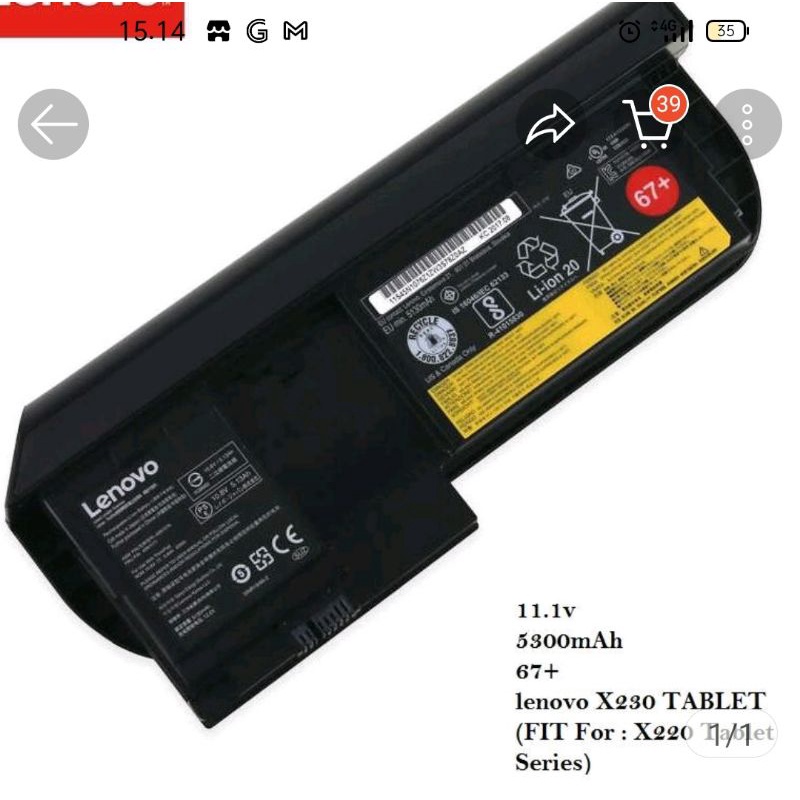 Jual battery lenovo thinkpad x230 x230i tablet x220 x220t | Shopee ...