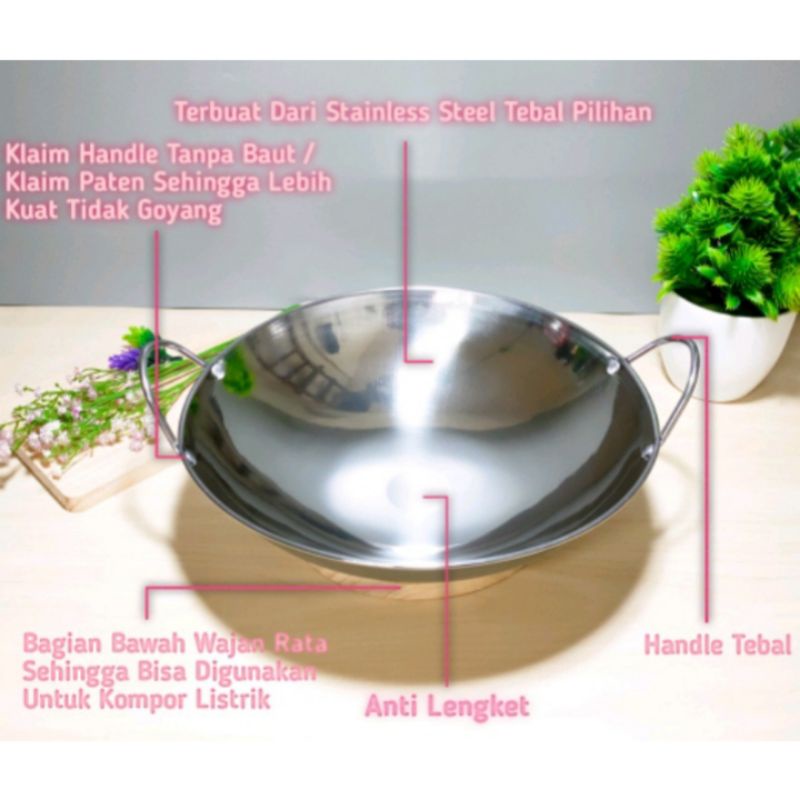 Jual Wajan stainless tebal uk.38cm HAPPY Fun | Shopee Indonesia