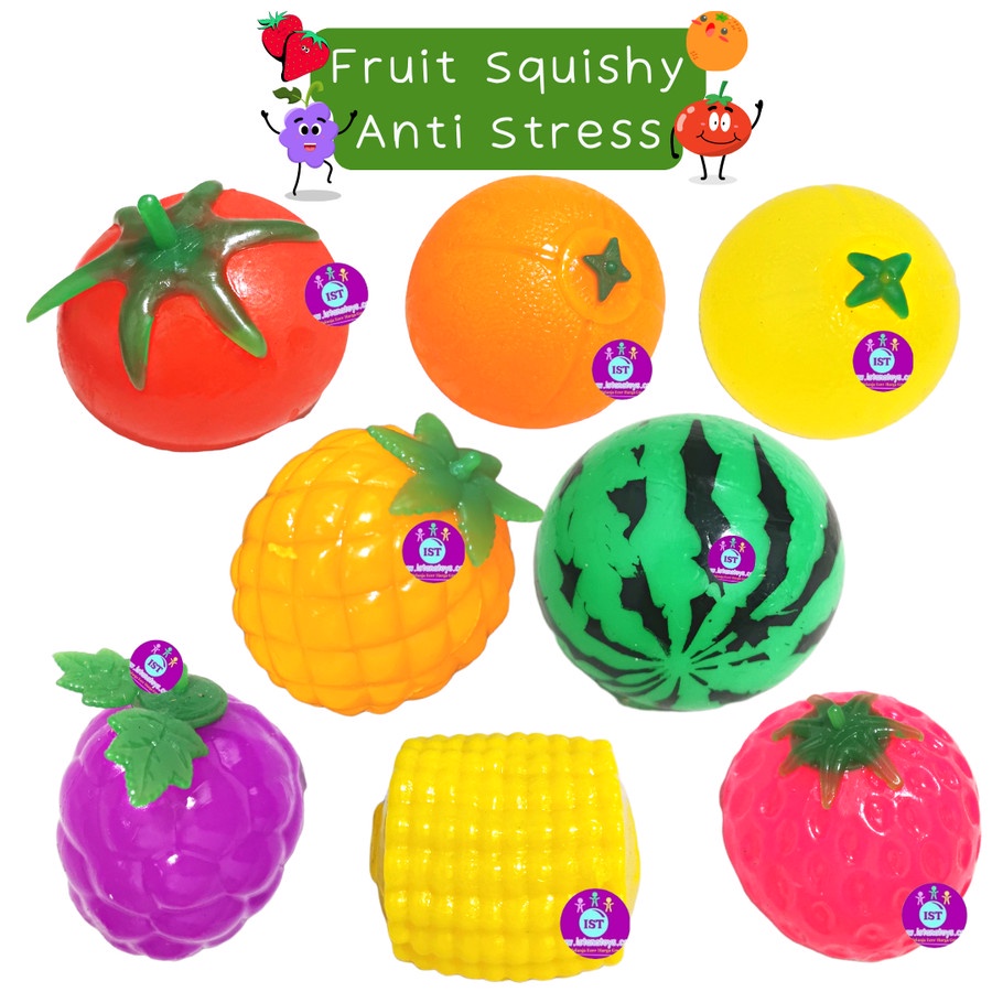 Jual Mainan Fruit Squishy Splash Ball / Bola Pencetan Anti Stress buah ...