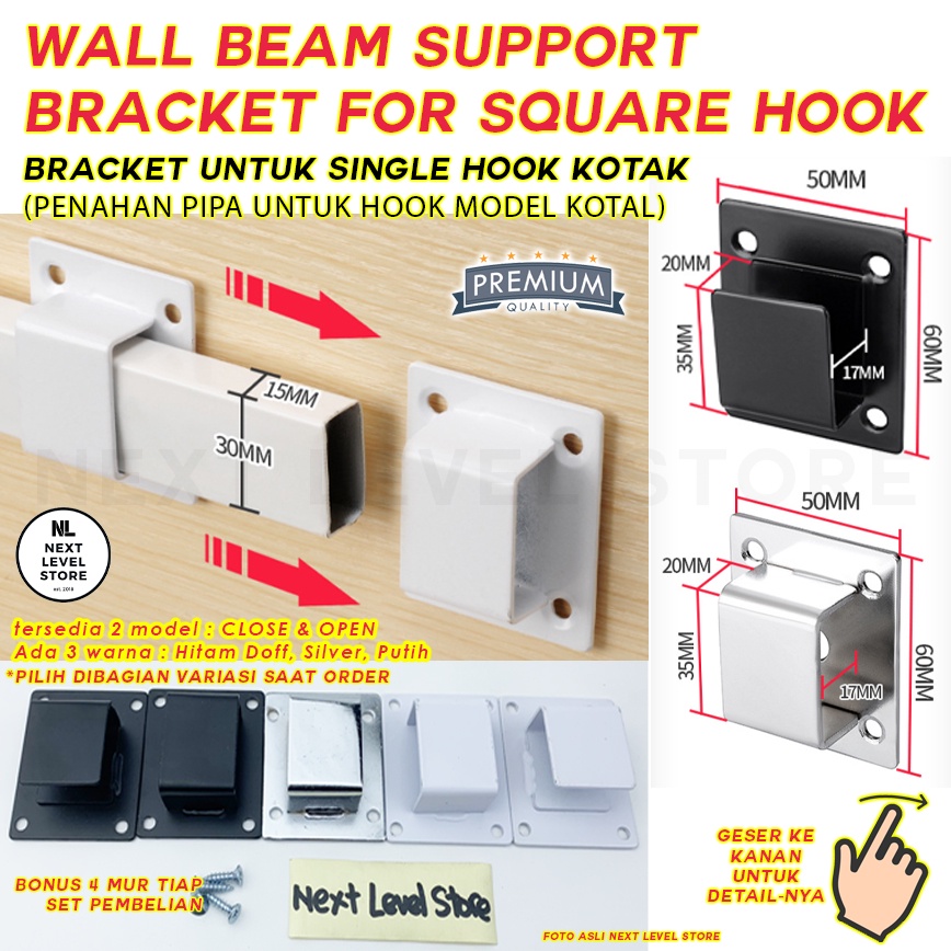 Jual Bracket Wall Support Single Hook Kotak Cantolan Pipa Besi - Ada 2 ...