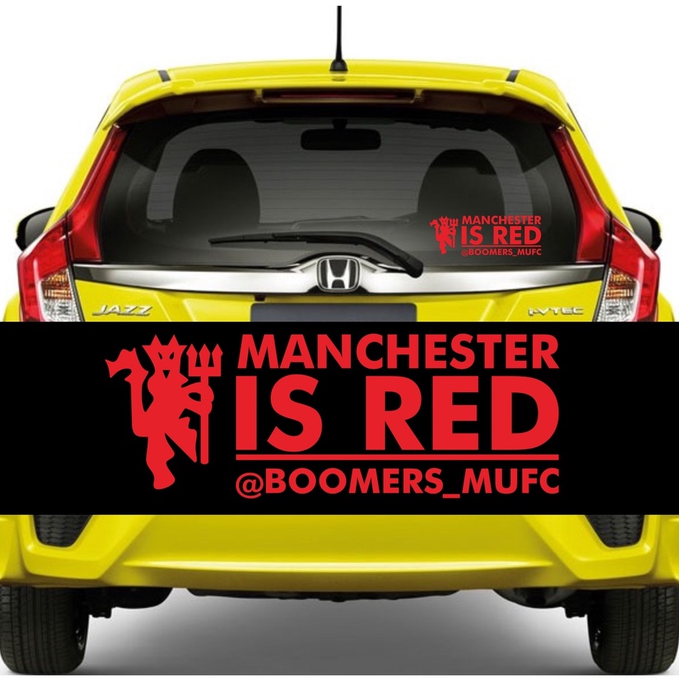 Jual Cutting Sticker Manchester United Is Red Stiker Kaca Mobil ...