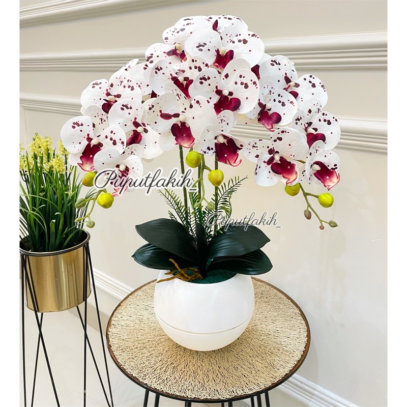 Jual Bunga Anggrek Latex Teball Rangkai Dengan pot bola besar | Shopee ...