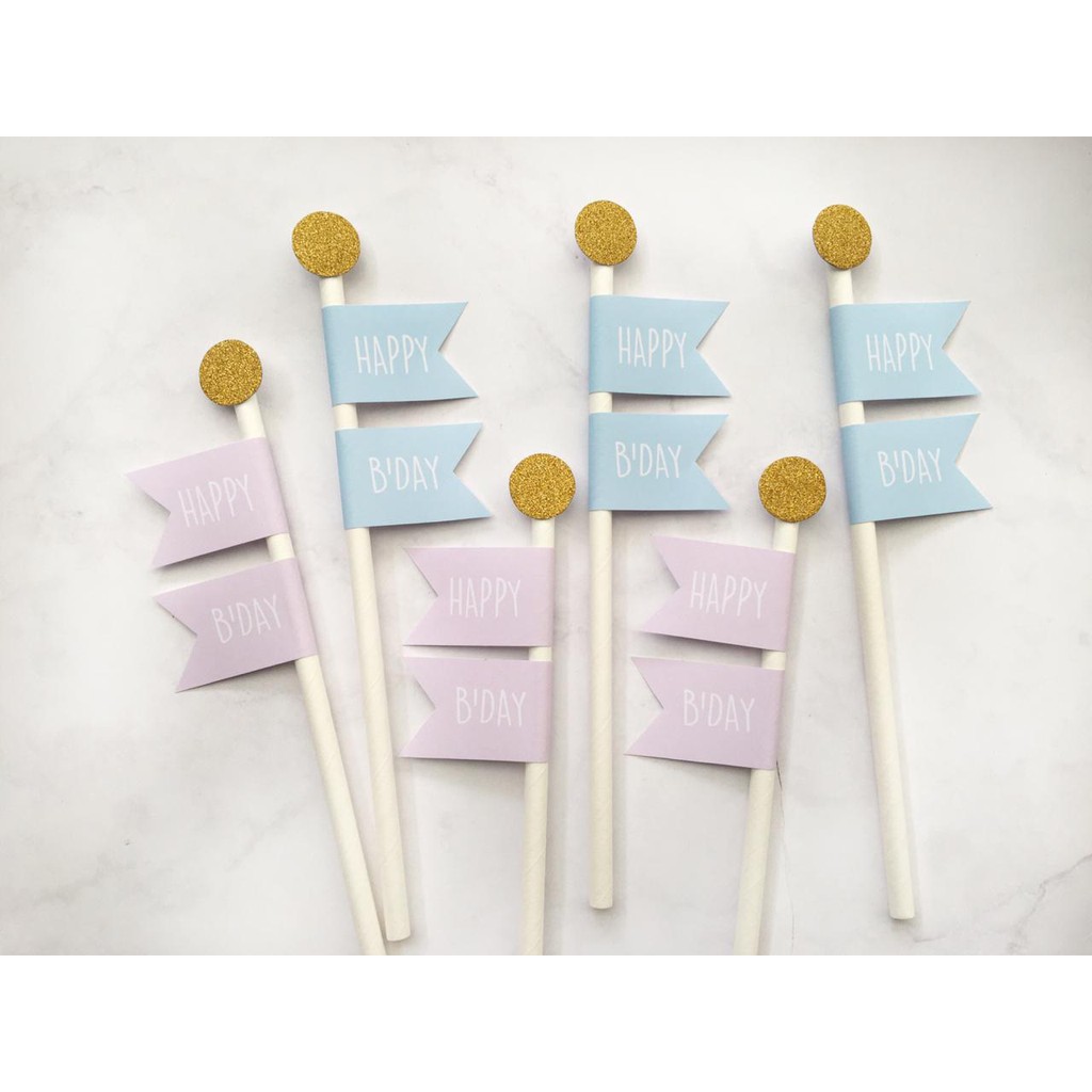 Jual Topper HBD BENDERA pink / biru | Shopee Indonesia