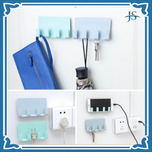 Jual JS PAKET 5PCS Holder HP tempel dinding 4 Hook tempelan tembok Rak ...