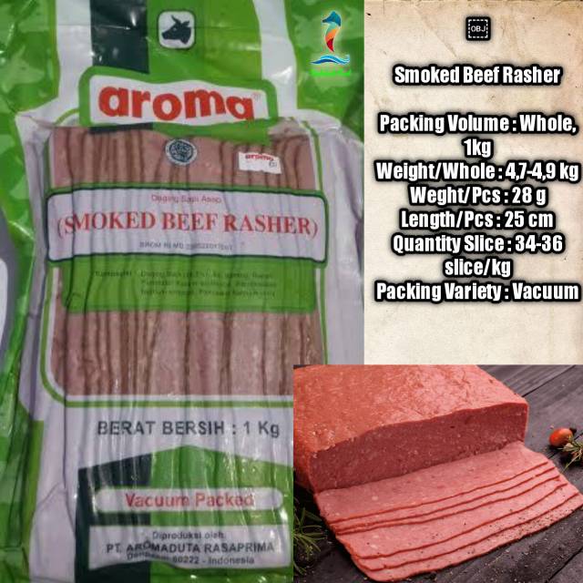 Jual AROMA Smoked Beef Rasher ; Vaccum Pack 1 kg | Shopee Indonesia