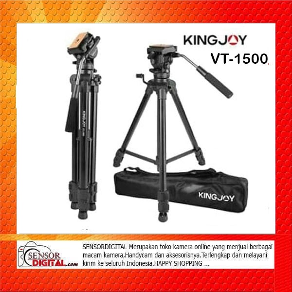 Jual Tripod VIDEO KINGJOY VT-1500 Fluidhead Profesional video Kamera VT1500 - Black | Shopee ...