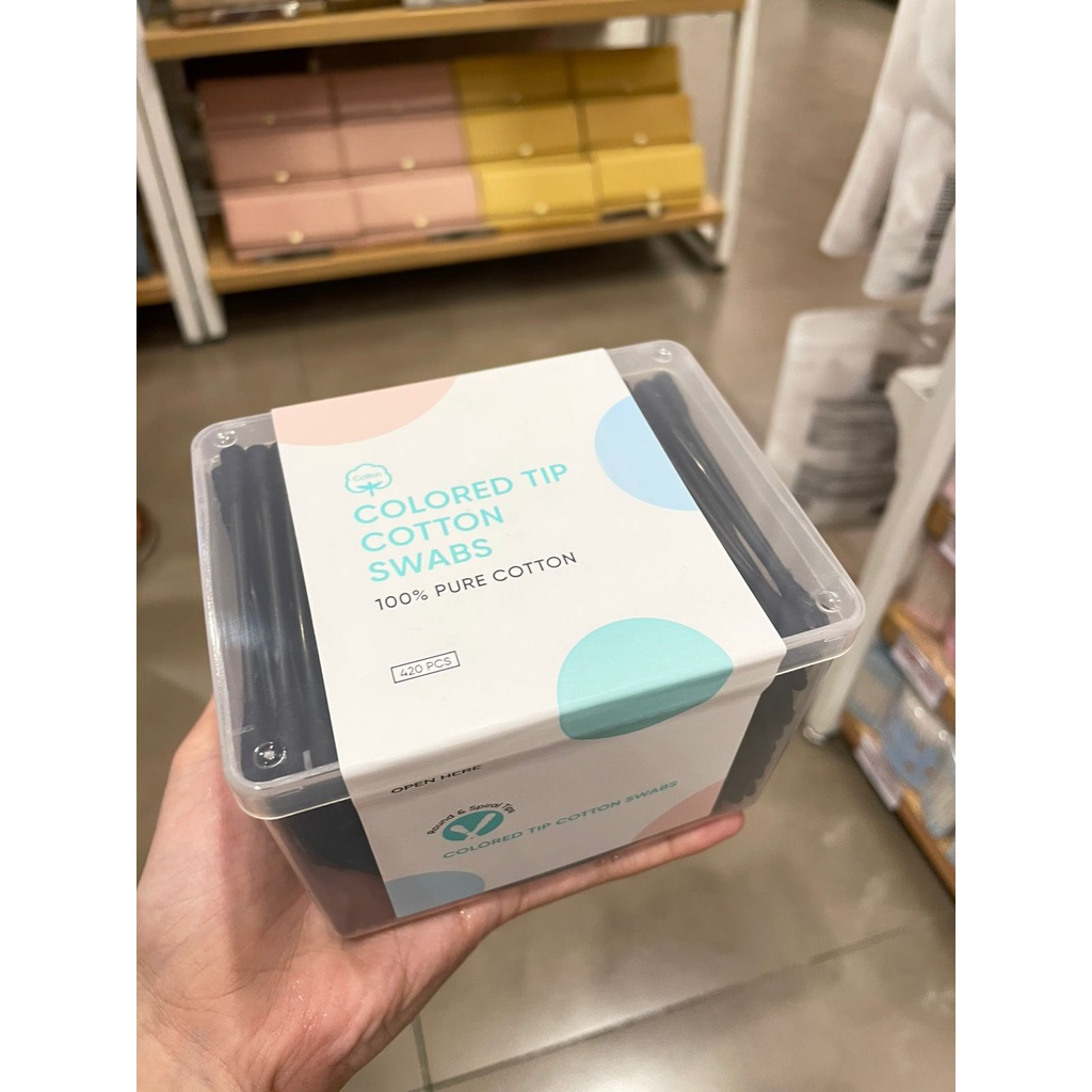 Jual MINISO Cotton swabs with free box / cotton buds. 1box isi 200 ...