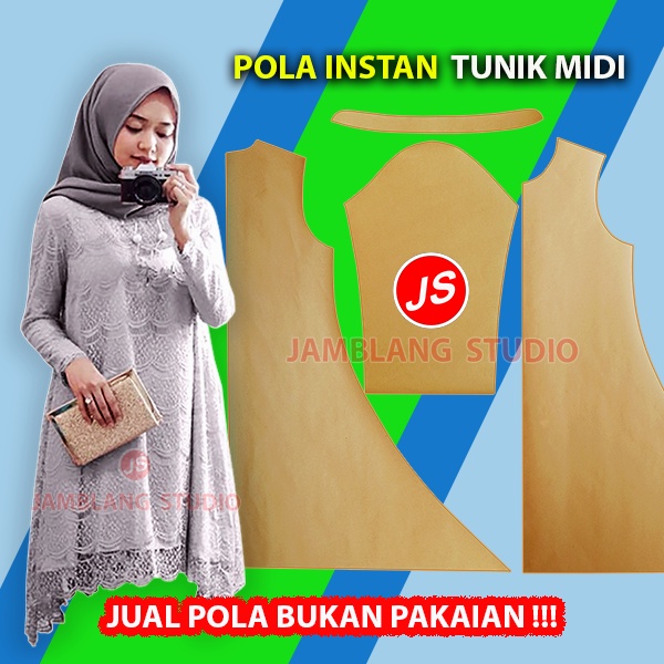 Jual Pola Instan Tunik Midi [ Pola Baju Jamblang Studio ] | Shopee Indonesia