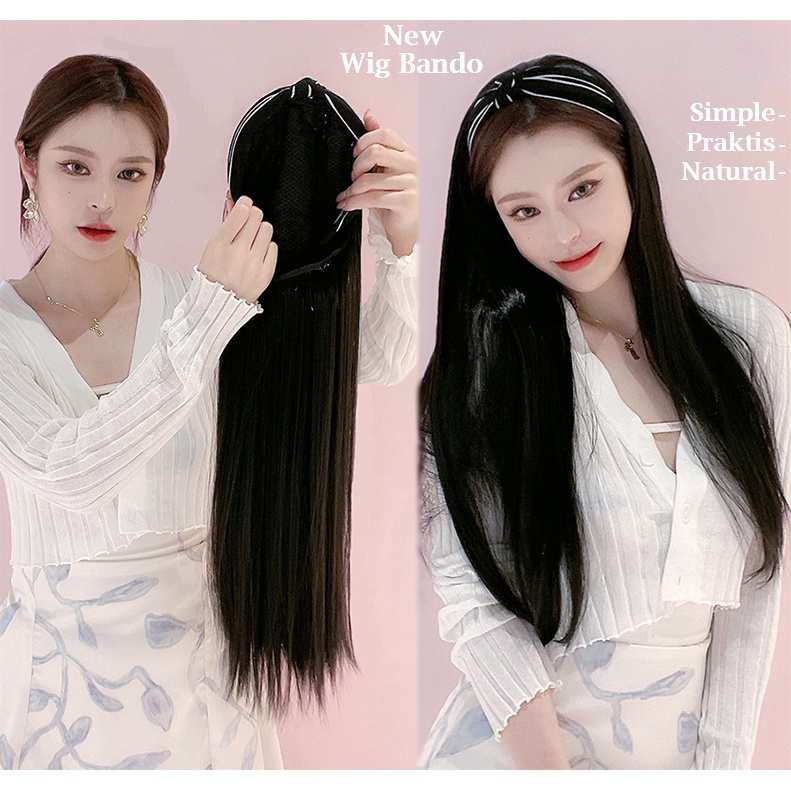 Jual Wig Bando Cantik Wanita Simple Style Long Straight Korean Version ...