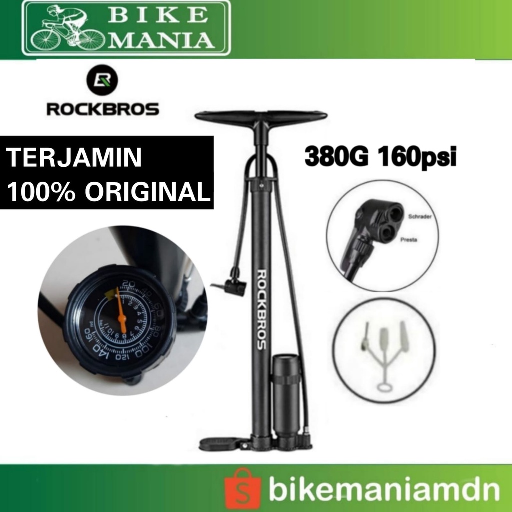 Jual Pompa Angin Ban Sepeda Motor Rockbros Pump 380G 160 PSI Pompa ...
