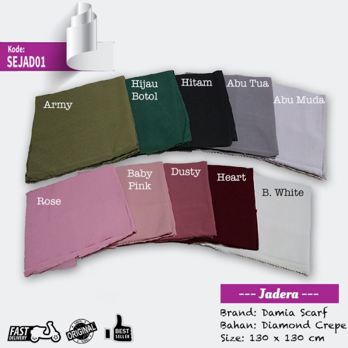 Jual Promo SEJAD01 - Jilbab Segi Empat Jadera Jumbo Polos Motif By ...