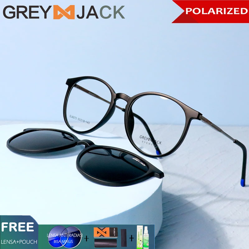 Jual Grey Jack Kacamata Clip On Polarized Anti UV/Anti Silau 2in1 Bisa Minus Tr90+METAL Model ...