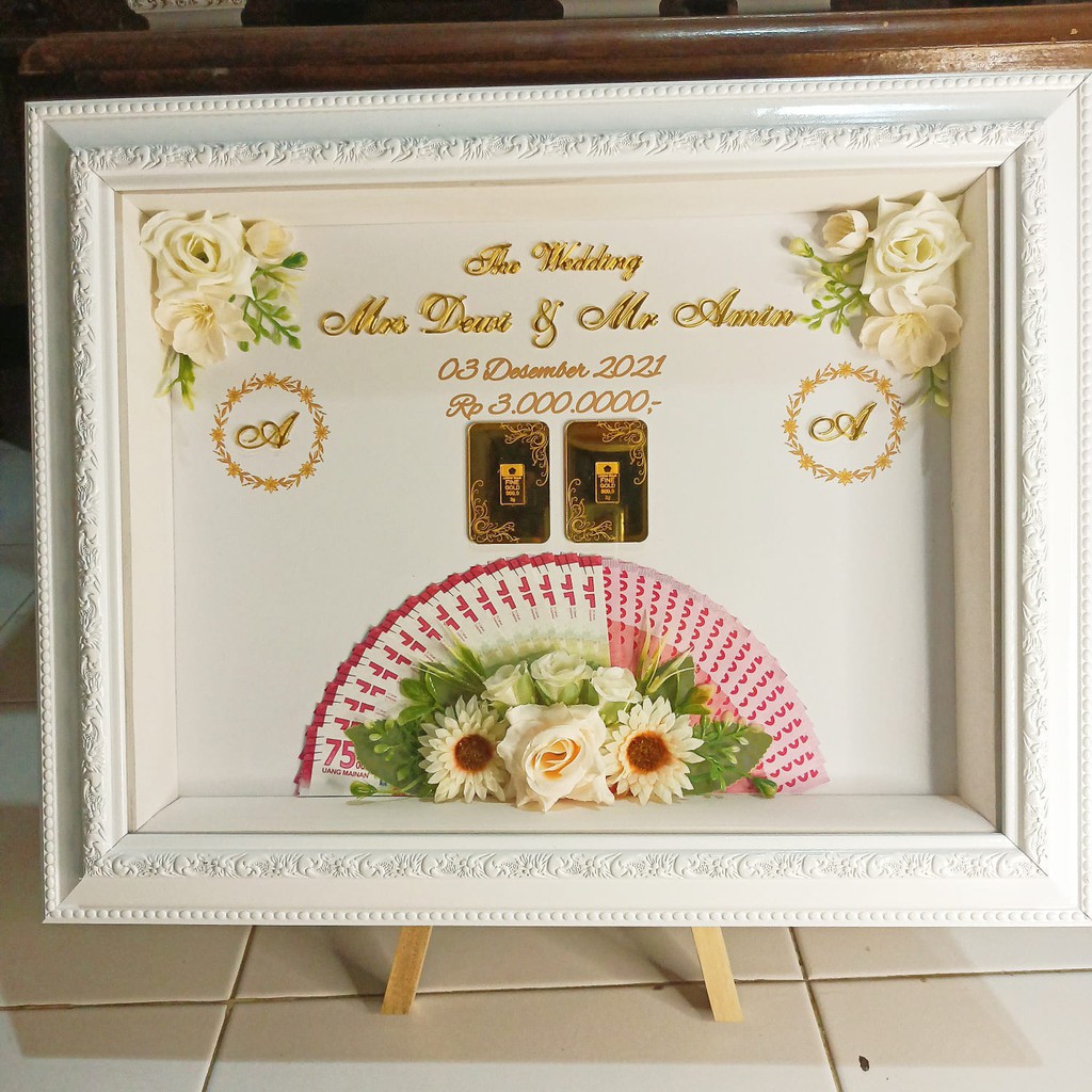 Jual Mahar Rustic Akrilik Mirror Gold 30x40 / Mahar Uang dan Emas ...