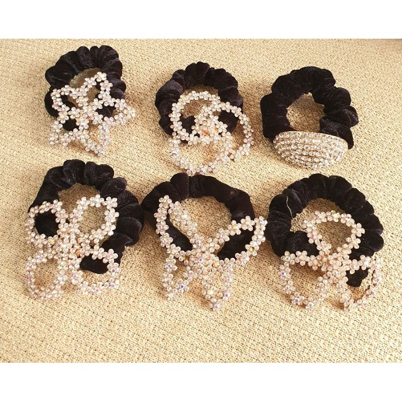 Jual Kunciran Rambut Bahan Beludru Import Permata Cristal Tanam ...