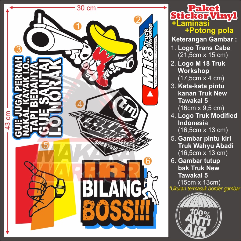 Jual Paket stiker vinyl truk oleng / truk mbois (replika) | Shopee ...