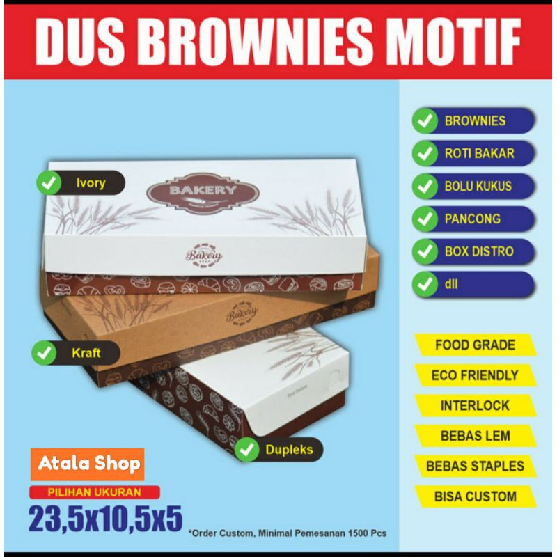 Jual Dus Box Kotak Kemasan Brownies Roti Bakar Panggang Size 23.5x10 ...