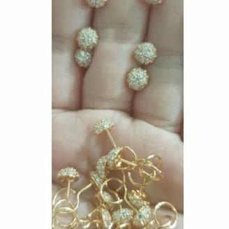 Jual Anting toge end loop bola permata putih disko emas asli 700 70% ...