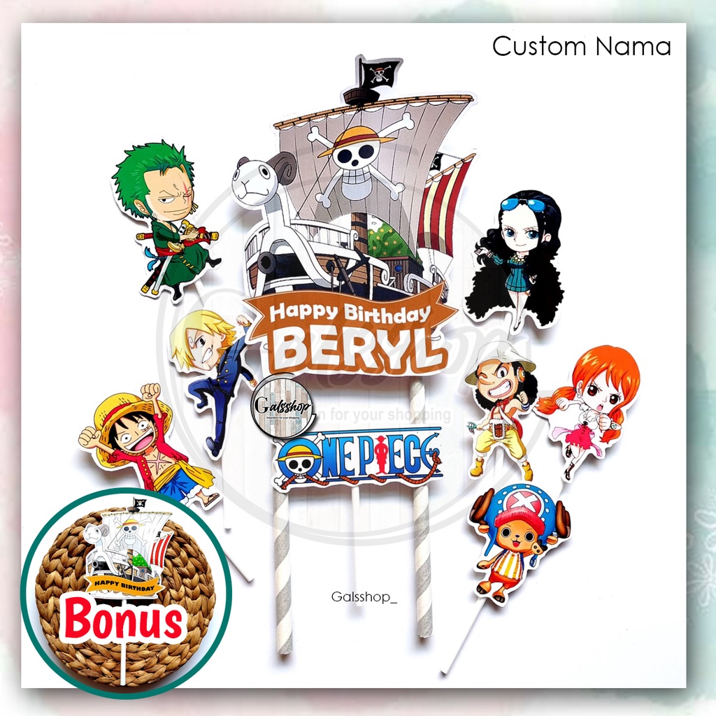 Jual Costum Nama / Foto / Topper Plus One Piece / Hiasan Kue / Cake ...