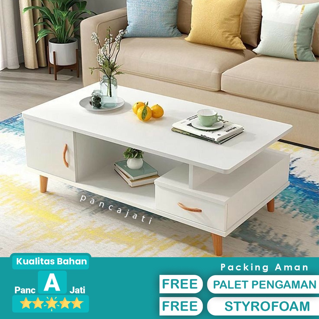 Jual Meja Ruang Tamu Minimalis Ruang Keluarga Modern Putih | Shopee ...