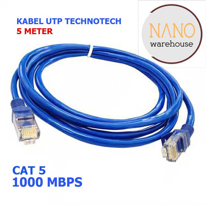 Jual Kabel Internet LAN Cat5UTP RJ45 5 Meter Original TECHNOTECH ...