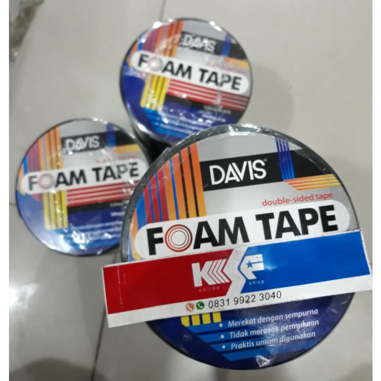 Jual ISOLASI LAKBAN TIMBAL BALIK BUSA DOBEL DOUBLE TAPE FOAM TAPE DAVIS ...