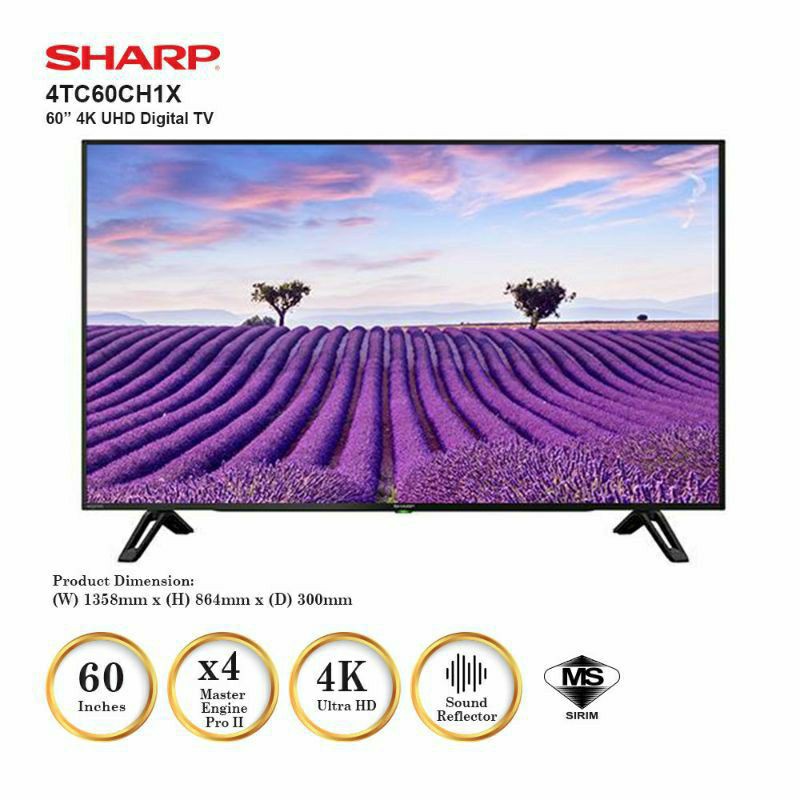 Jual LED TV SHARP 4K UHD HDR 4T-C60CH1X 60 INCH MURAH | Shopee Indonesia