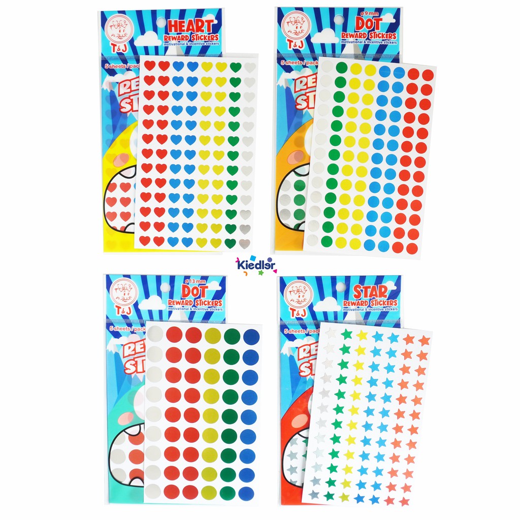 Jual T&J - Reward Sticker, Stiker Reward Chart Bintang, Hati & Dot ...