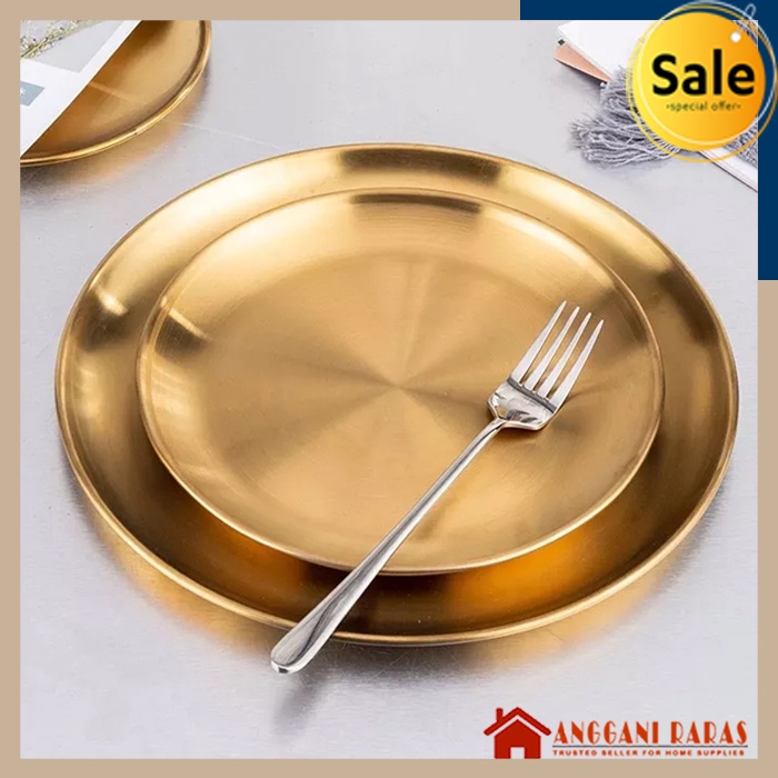 Jual Piring Stainless Korea Piring Cantik Tempat Saji Kue Warna Gold ...