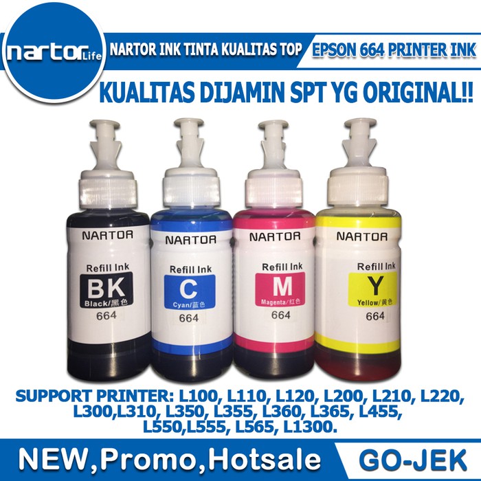 Jual Tinta Botol Epson 664 Tinta printer T664 L100 L110 L120 L200 L210 ...
