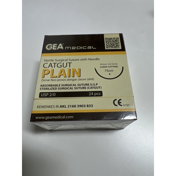 Jual Catgut Plain Benang Jahit Jarum GEA Absorbable Sterile Surgical ...