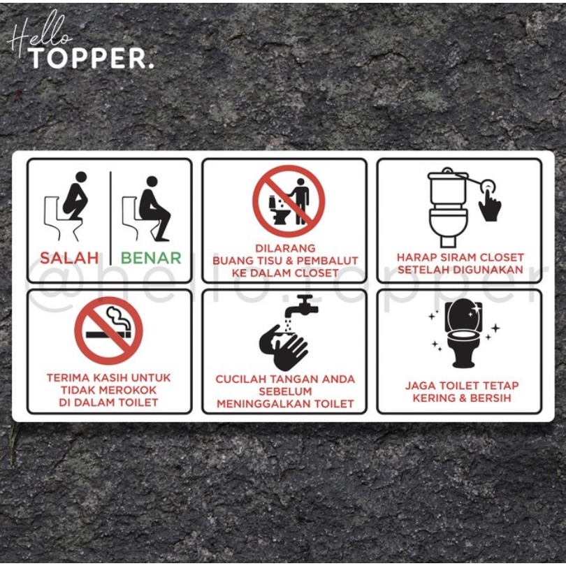 Jual Sign Peraturan 30x15 WC Aturan Toilet Acrylic Putih Sign Board ...