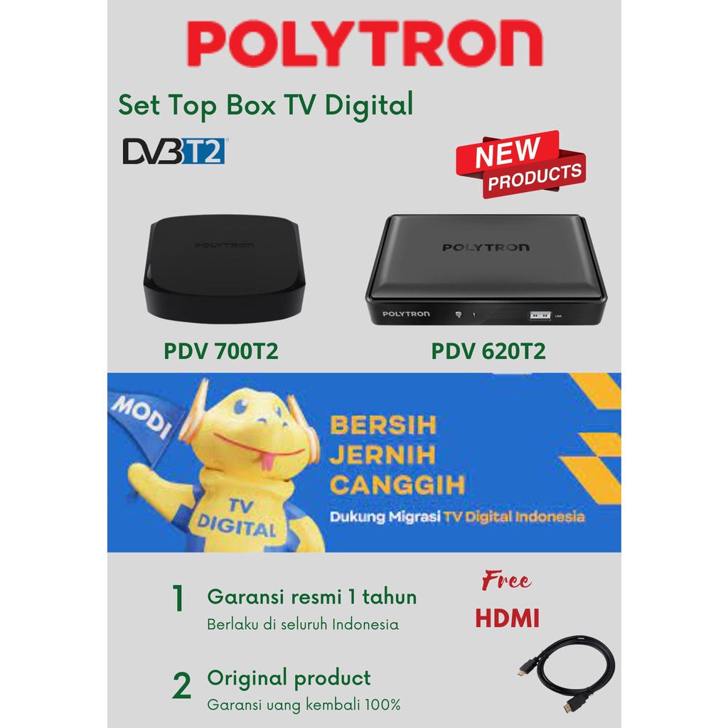 Jual STB STB / SET TOP BOX TV DIGITAL DVB T2 POLYTRON PDV 700T2 - PDV ...