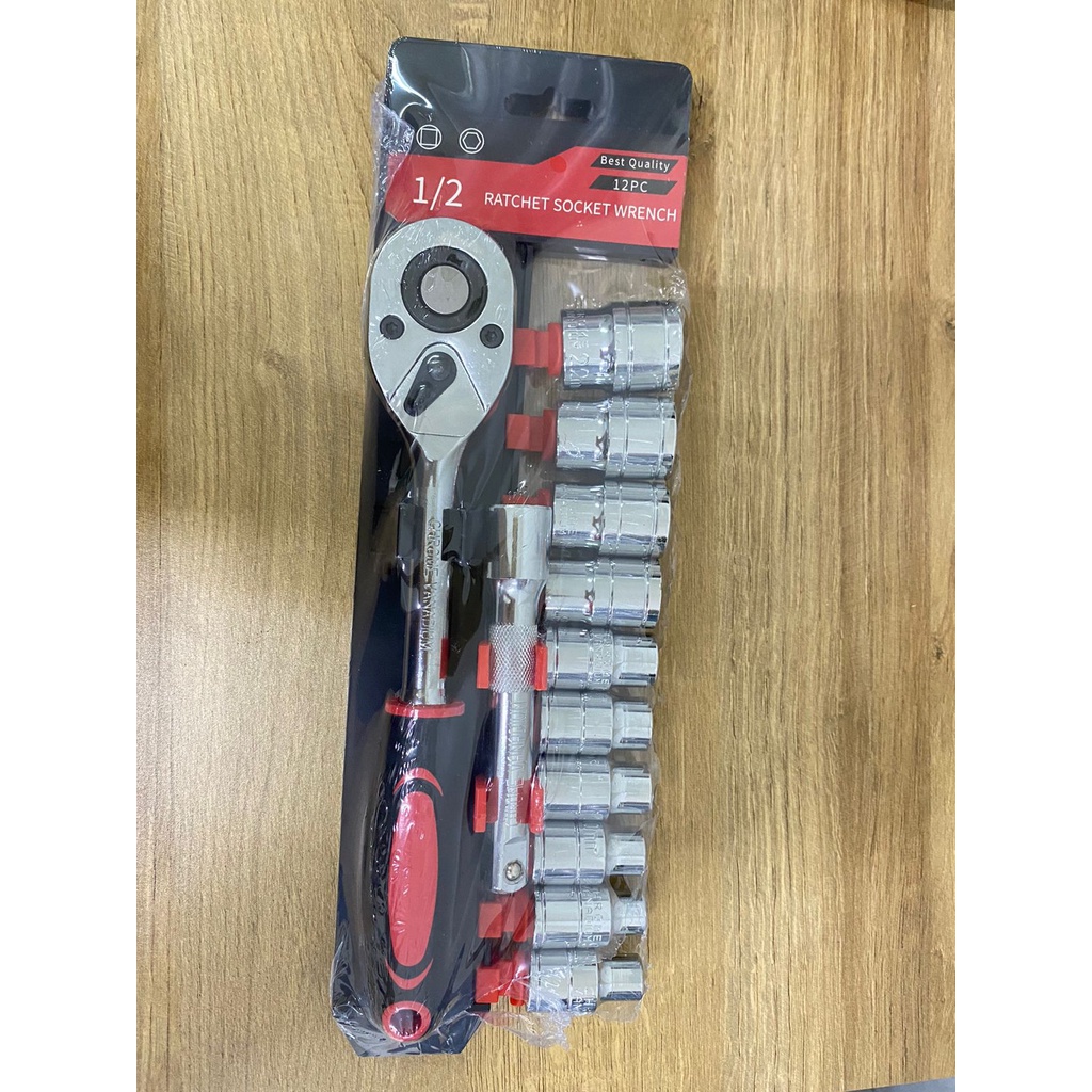 Jual Kunci Socket Set 12 pcs Kunci Shock Pas 1/2" kunci socket set ...