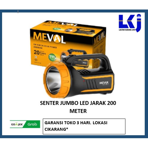 Jual MEVAL Lampu Senter LED 5w Cahaya Putih 4000mAh MT3-05A LED HI ...