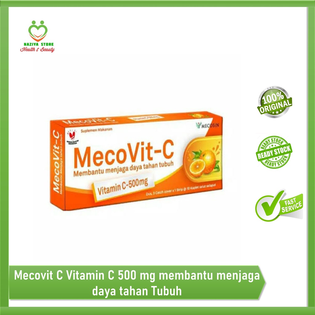 Jual MECOVIT C vitamin C 500mg Isi 30 tablet harga per box | Shopee ...