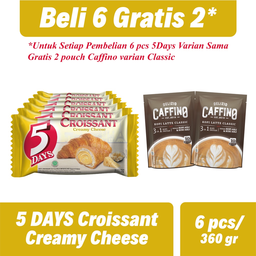 Jual 5 Days Croissant Creamy Cheese Roti [60 g] - Beli 6 Gratis 2 ...