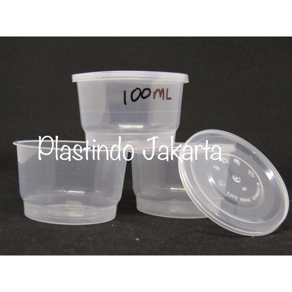 Jual (PCS) thinwall cup plastik + tutup 100ml 150ml mini gelas puding ...
