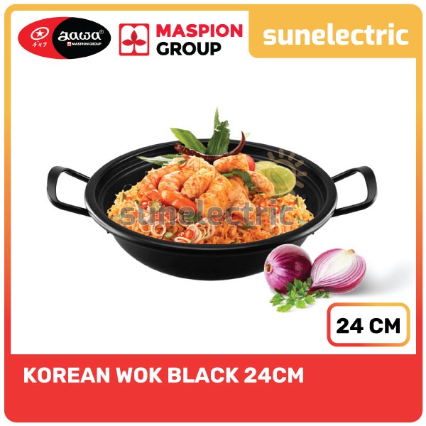 Jual Maspion ALU Wajan Korean Wok 24 Cm Black Anodize Aluminium Tebal ...