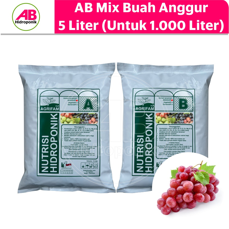 Jual AB Mix Nutrisi Hidroponik Buah Anggur 5 Liter | Shopee Indonesia